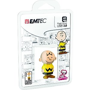 EMTEC USB Flash Drive 8GB Stick 2.0 Peanuts " Charlie Brown " 3D Design - PN 101