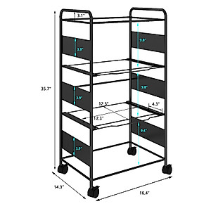 PUNCIA 3 Tiers Metal Rolling File Carts with Wheels Hanging Files for Letter Size Movable Pull-Out File Folder Rack Drawer File Cabinet for Home Office