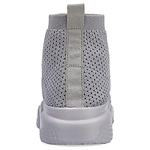 Santiro Boys Sneakers Sock Shoes Girls Lightweight High Top Kids Slip On Shoes Breathable Running Shoes All Gray (Little Kid/Big Kid/Toddler) 4 M US