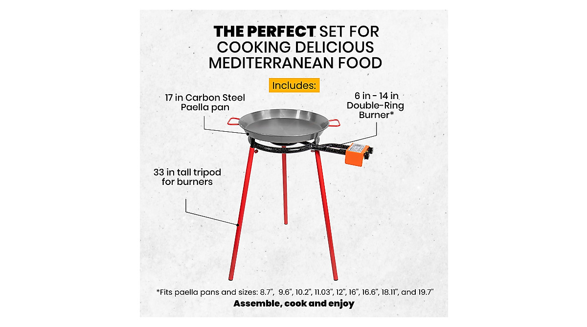 Machika Ibiza Paella Kit with 28-Inch Carbon Steel Pan | Outdoor ...