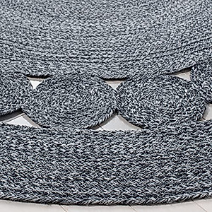 SAFAVIEH Cape Cod Collection 5' Round Charcoal CAP225H Handmade Braided Area Rug