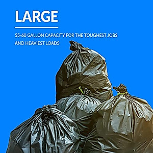 Reli. SuperValue Trash Bags, 55-60 Gallon | 50 Count | Made in USA | Black 55 Gallon Trash Bags | Heavy Duty Can Liners, Garbage Bags, Bulk Contractor Bags 55 Gallon Capacity | Black