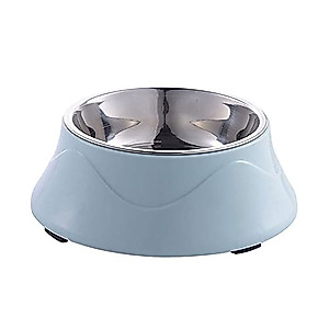 FUUIE Bowls for Food and Water Stainless Steel Pet Bowl Plastic Flower Dog Bowl Cat Food Double Water Bowl Feeder Puppy Pet Supplies (Color : Blue)
