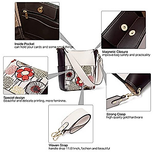 BROMEN Women Handbag Designer Vegan Leather Hobo Handbags Shoulder Bucket Crossbody Purse Printed Pattern