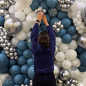 Dusty Blue Balloon Garland Arch Kits - 80pcs Slate Blue Balloons Different Sizes 5 Inch 12 Inch Birthday Balloons Sea Blue Balloon Arch for for Baby Shower Gender Reveal Wedding Party Decoration