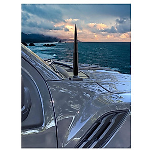 TRUE SPIKE 9 inch BLACK PENETRATOR FAT BULLET ANTENNA with ANTI-THEFT + COPPER COIL in Heavy Gauge CNC Machined Billet Aluminum Short Compatible with CHEVY SILVERADO 1500 2500 3500