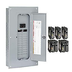 Square D by Schneider Electric HOM2448M100PCVP Homeline 100 Amp 24-Space 48-Circuit Indoor Main Breaker Load Center with Cover - Value Pack (Plug-on Neutral Ready), & 00-Amp Two-Pole Circuit Breaker