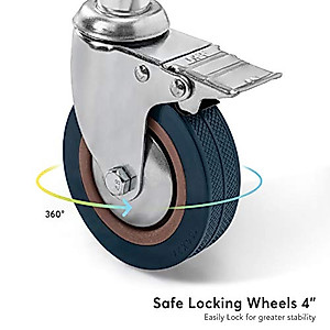 OasisSpace Rolling Shower Chair 400 lb, Rolling Commode Transport Chair with Wheels and Padded Seat for Handicap, Elderly, Injured and Disabled