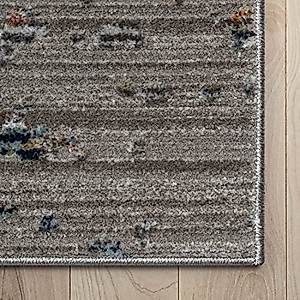 Well Woven Abstract Grey Multi Distressed Modern 5'2" x 7' Area Rug