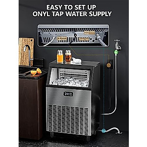 Joy Pebble Commercial Ice Machine,265 lbs/24H/11,500pcs,120pcs/Cycle,Ice Size Control,24H Timer,Ice Maker Machine Under Counter for Restaurant/Bar/Office/Home/Party