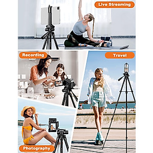 JOILCAN Phone Tripod Stand, 68" Tripod for iPad iPhone Tablet with Remote Universal Holder Carry Bag, Travel Aluminum Tripod for Video Recording Photos Vlogging Compatible with iPad Pro iPhone Camera