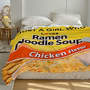 Todeyya Ramen Chicken Blanket Ramen Blanket Just a Girl Who Loves Ramen Blanket Flannel Fleece Throw Air Conditioning Quilt Lightweight Cozy Plush Blanket for Sofa M 60"X50" for Teens