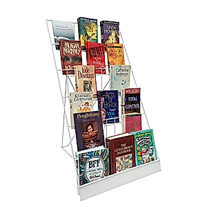 FixtureDisplays® 6-Tier White 18" Wide Wire Tabletop Display Rack Greeting Card Rack Book CD DVD Stand Tile Sample Literature Countertop Showcase 119352-WHT-NPF