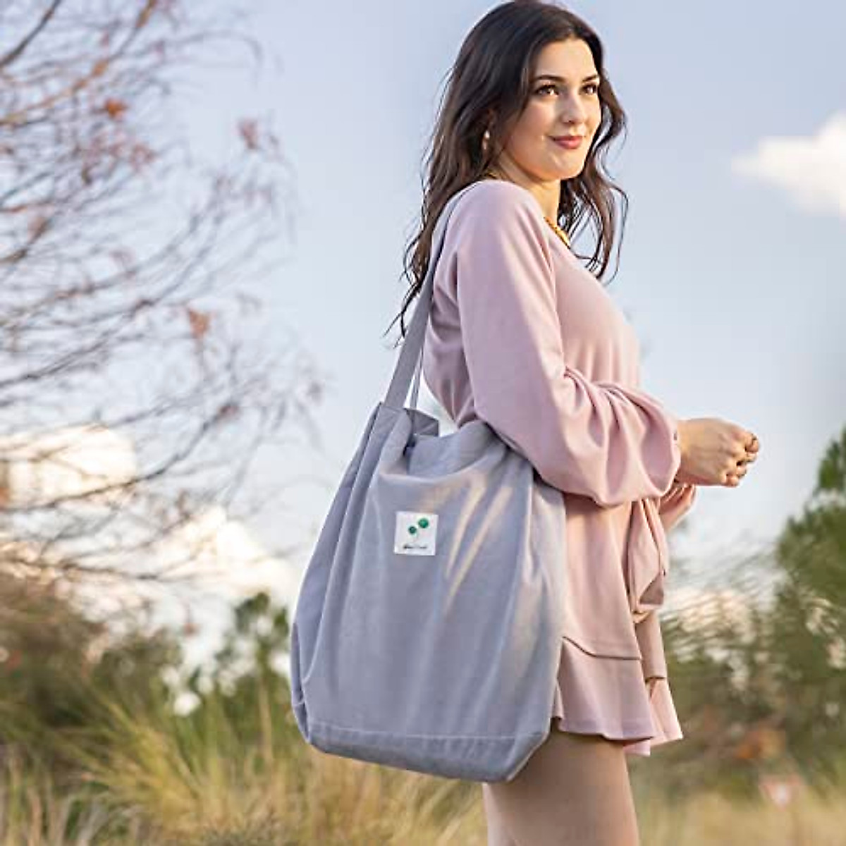 Suyfhdc Corduroy Tote Bag for Women Cute Tote Bags Travel Bag with Inner Pockets Big Capacity Casual Handbags for Shopping Work