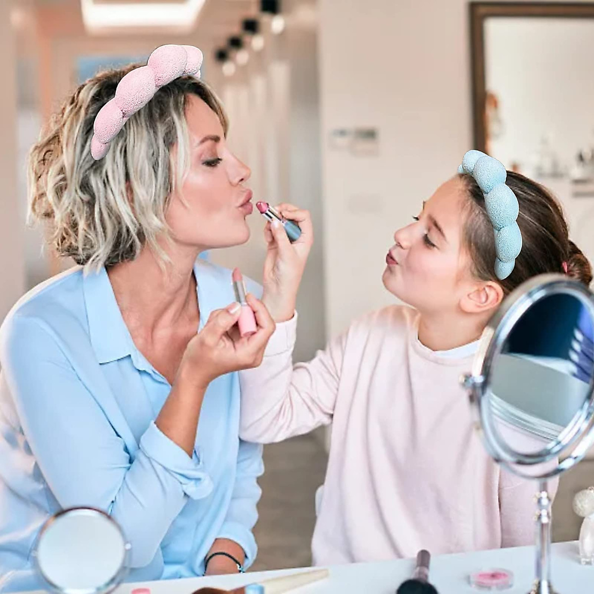 yucca Spa Headband for Washing Face Wristband Sponge Makeup Skincare Headband Terry Cloth Bubble Soft Get Ready Hairband for Women Girl Puffy Padded Headwear Non Slip Thick Hair Accessory