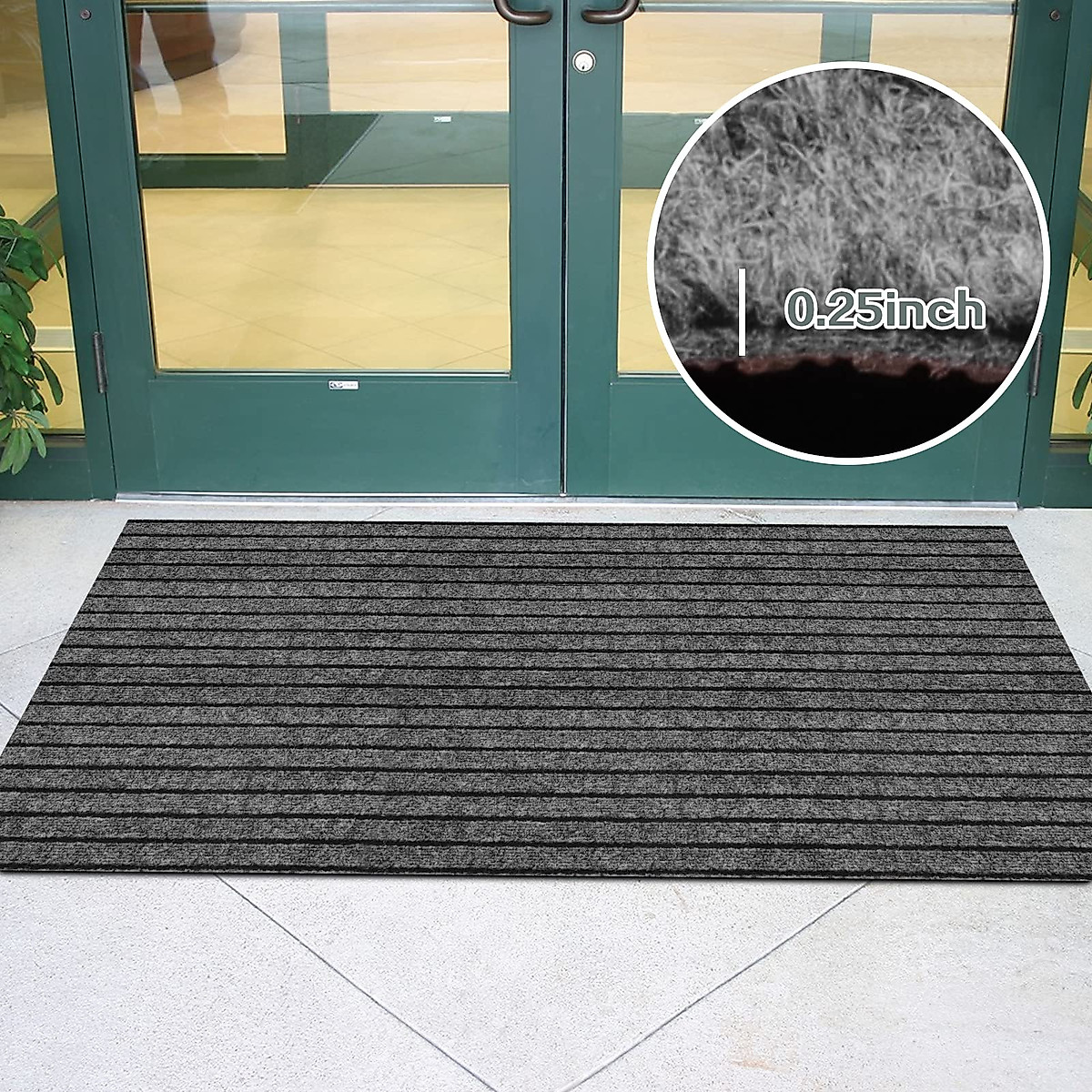 Custom Size Runner Rug 2 ft x 12 ft, ZGR 2-82ft Carpet Runners Hallway Entryway Kitchen Garage Laundry Room Area Rugs with Non-Slip Rubber Backing, Gray with Black Stripe