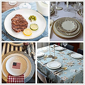 Gsain 10.5” Porcelain Dinner Plates with Golden Rim, Stackable Off-White Ceramic Round Serving Plate for Salad, Dessert, Steak, Pasta (Set of 6)