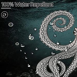 VEGA U Octopus Shower Curtain for Bathroom, Sea Animal Themed Bath Decor with Hooks, 72x72 Inch