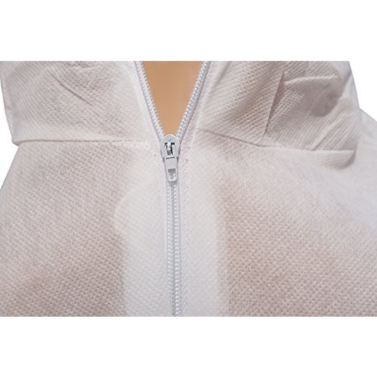 RAYGARD 30003 Disposable Dust Protective Polypropylene PP Coverall with Hood Suit Lightweight Elastic Cuffs, Ankles, Waist Zipper Front for Spray Painting Industrial(Large,White)