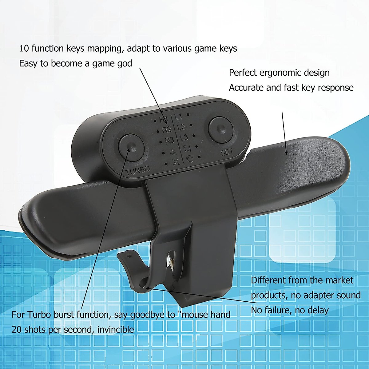 Controller Paddles Multifunction Ergonomic 10 Key Mappings Back Attachment for PS4 Controller