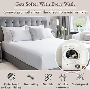 California Design Den Natural 100% Cotton Sheets Full Size Bed Set with Deep Pockets - Soft Sateen Weave, Durable and Cooling Full Size Bed Sheets - White