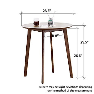 Livinia 3-Piece Dining Table Set, Canberra 28.3" Round Table (Walnut) Cabin Chair (Walnut) Set for Two