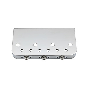Musiclily Ultra 54mm(2-1/8 inch) Vintage Short Tele Bridge with Solid Aluminum Plate Brass Compensated 3-Saddle for Telecaster Style Electric Guitar, Chrome