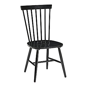 OSP Home Furnishings Eagle Ridge Traditional Windsor Style Solid Wood Dining Chairs 2-Pack, Black