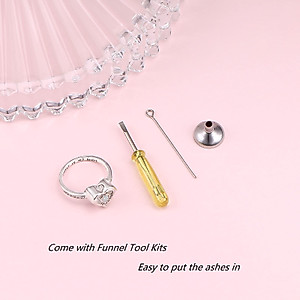 925 Sterling Silver Lab Opal Heart Urn Ring for Ashes Angel Wings Cremation Jewelry Memorial Keepsake Rings for Women Girls Size 7