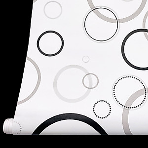 Yifely Black Gray Circles Removable Shelf Drawer Liner Dustproof Furniture Paper 17.7 Inches by 9.8 Feet