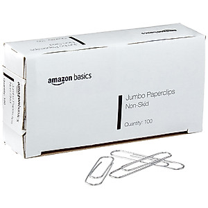 Amazon Basics Jumbo Size Office Paper Clips, Non skid, 100 per Box, 10-Pack