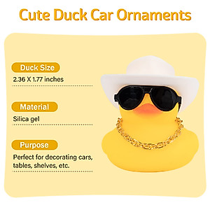 wonuu Rubber Duck Car Ornaments Yellow Duck Car Dashboard Decorations with Propeller Helmet for Christmas Decor and Home Decorations for Adults, Z-White Cowboy Hat