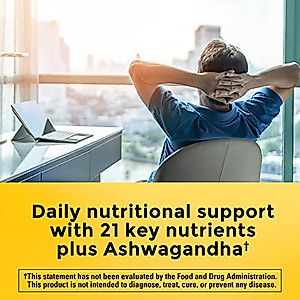 Nature Made Multi + Ashwagandha, Multivitamin for Women and Men for Daily Stress Relief Support, One Per Day, 60 Capsules