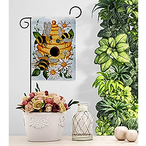 Ornament Collection My Bee Garden Flag Set Wood Dowel Friends Butterfly Ladybugs Dragonfly Springtime Insect Natural Wildlife House Decoration Banner Small Yard Gift Double-Sided, Made in USA