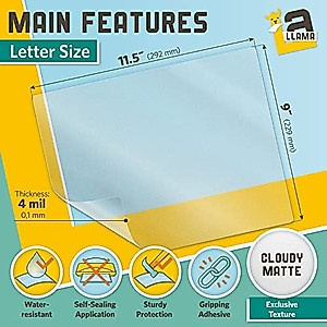 Textured Self Adhesive Laminating Sheets, Cloudy Matte Finish, 9 x 11.5 Inches, 4 Mil Thick, 10 Pack, for Letter Size Self Sealing Lamination Sheets 8.5 x 11, Laminating Pouches