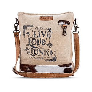 SIXTEASE Womens Shoulder Bag Vintage Style Shoulder Bags for Women - Made with Genuine Leather, Upcycled Canvas, or Hair On - Handmade, Adjustable Strap, Brass and Zinc Hardware - Live Love Junk