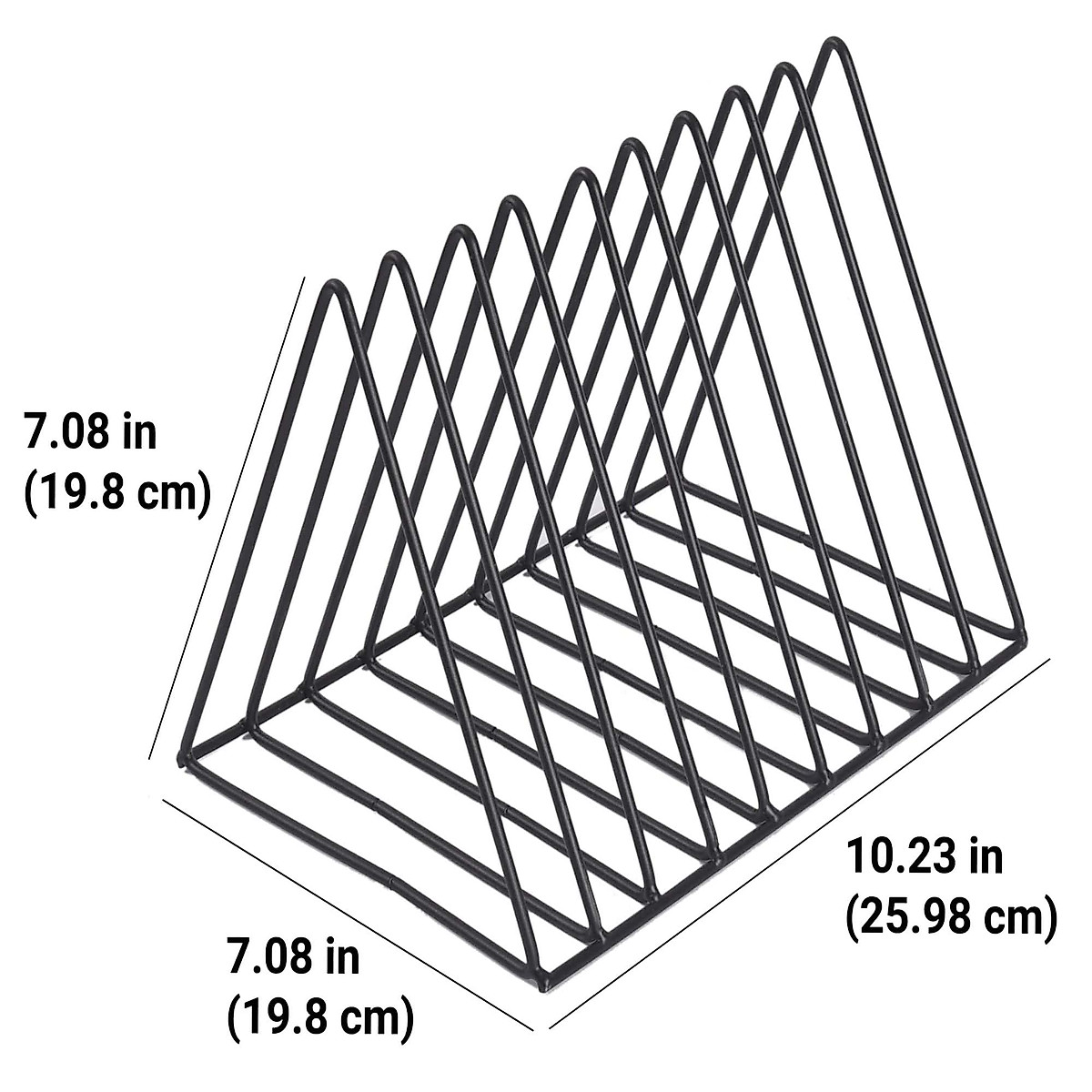 Ylu Yni 2 Pcs Set, Black Triangle Metal Wire Vinyl Record Storage, Plate Rack, Storage Holder for Magazines, Files, Albums Folders, Newspapers, 9 Slot (2PCS)