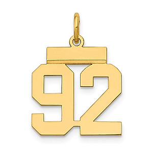 Solid 14k Yellow Gold Small Number 92 Charm Pendant
