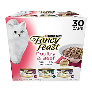 Purina Fancy Feast Grilled Wet Cat Food Poultry and Beef Collection Wet Cat Food Variety Pack - (30) 3 oz. Cans