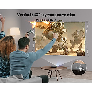 Mini Projector, AKIYO DLP Portable Projector with Built-in Battery, 1080P HD Supported Rechargeable Video Projector with Outdoor Capability, Compatible with HDMI Laptop iOS Android (Tripod Included)