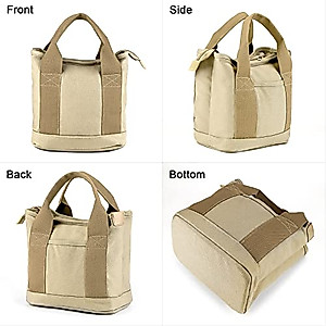 BOBOKA Mini Canvas Tote Bag Multi-Pocket Handbag with Zipper Women Canvas Handbag Purse for School Work Travel