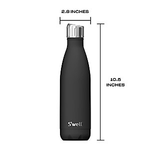 S'well Stainless Steel Water Bottle with Sports Cap, 17oz, Onyx, Triple Layered Vacuum Insulated Containers Keeps Drinks Cold for 36 Hours and Hot for 10, BPA Free, Perfect for On the Go
