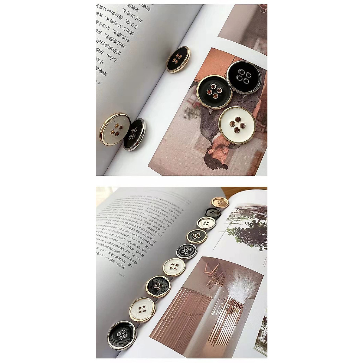 12PCS Four-Eye Metal Button Suit Buttons Crafts Button Decorative Buttons for Sewing DIY (10mm, Gold)