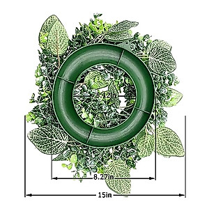 SUNFICON 15'' Small Faux Green Wreath Centerpiece Artificial Eucalyptus Leaf Boxwood Wreath Door Welcome Wedding Wreath Wall Window Farmhouse Home Decoration Indoor Outdoor Spring Summer All Seasons