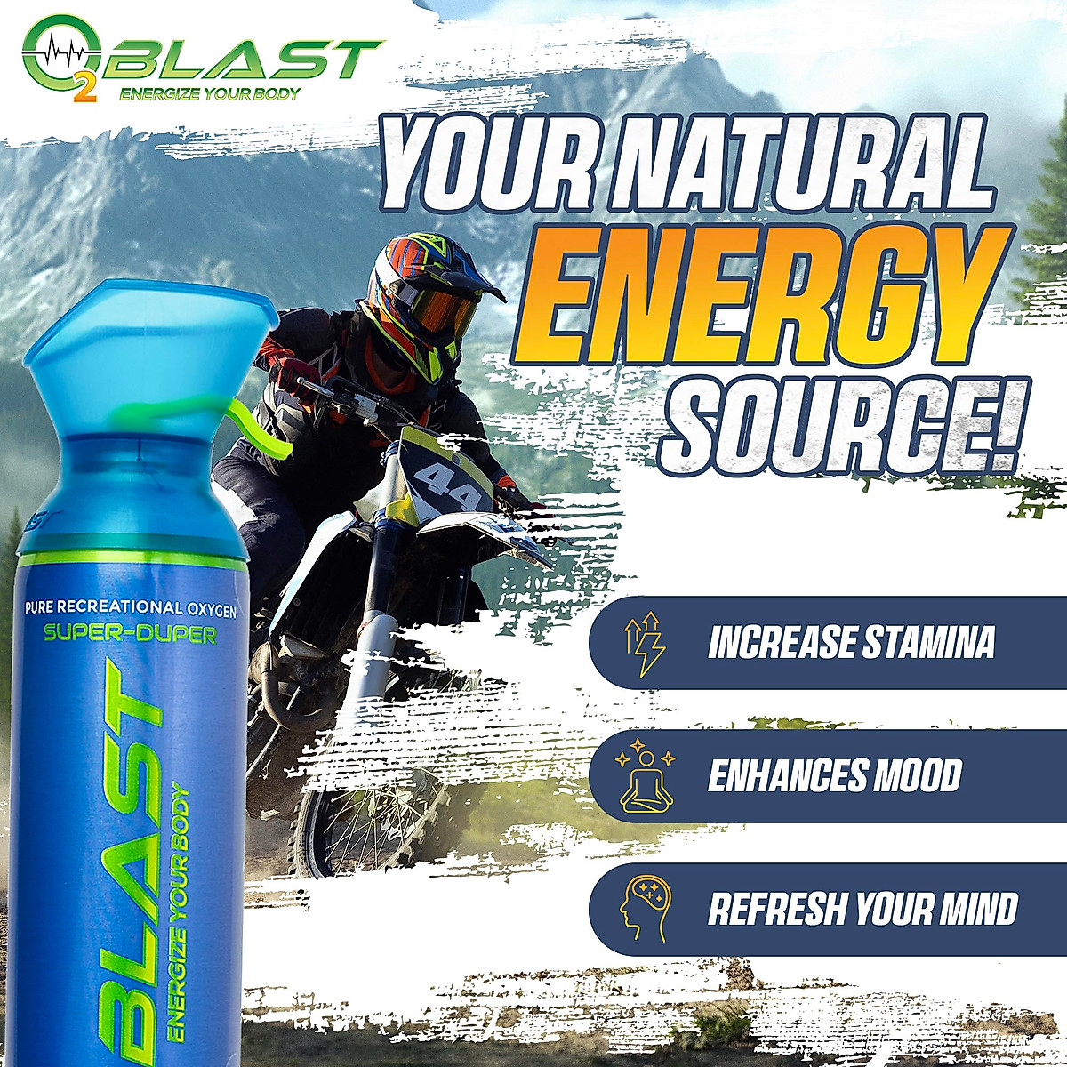 O2 Blast 95-99% Pure Oxygen, 10 Liter Portable Can 5 Pack with Custom Breathing Mask, Increase Stamina & Reduce Recovery Time, Ideal for High Altitude & Sports Recovery