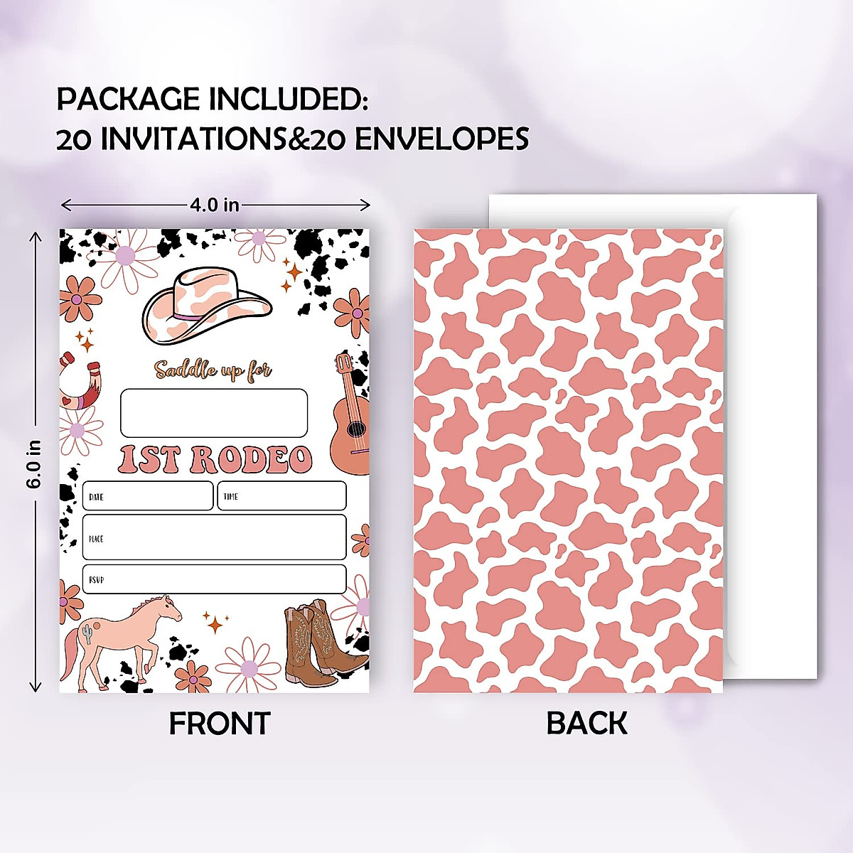 Grapehiker Unisex-Adults Birthday Party Invitation Set, 20 Cards with Envelopes, Multicolor, Includes Patterns and Lines for Writing Details