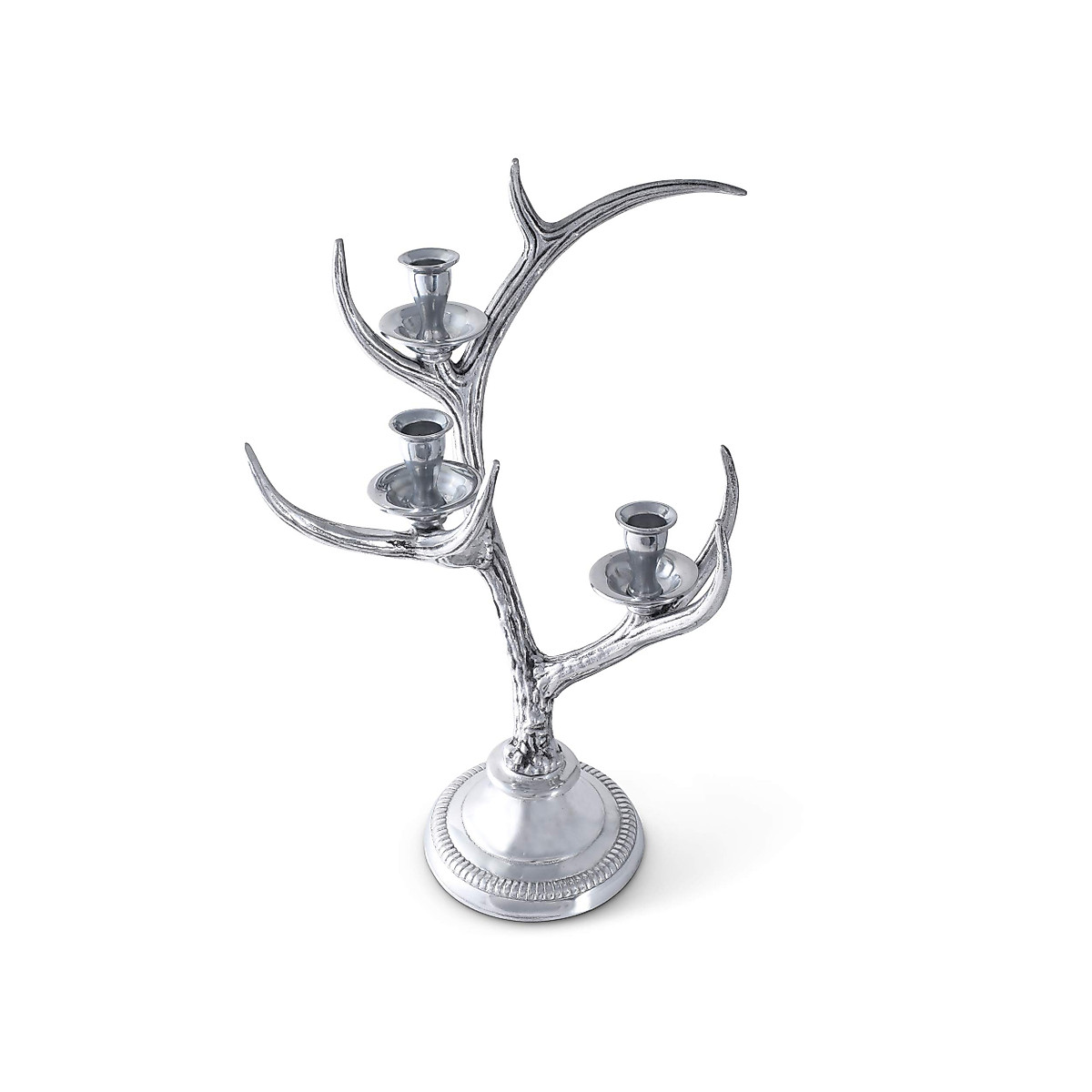 Arthur Court Designs Aluminum Metal Antler Candlestick / 3 Taper Candle Holder 13 inch Wide 17.5 inch Tall