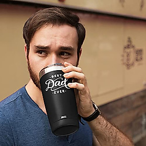 SANDJEST Best Dad Ever Tumbler Gifts for Dad from Daughters Sons - 20oz Stainless Steel Insulated Coffee Travel Mug Christmas, Birthday, Father's Day Gift - Thermal Cup Gift Set with Lid & Straw