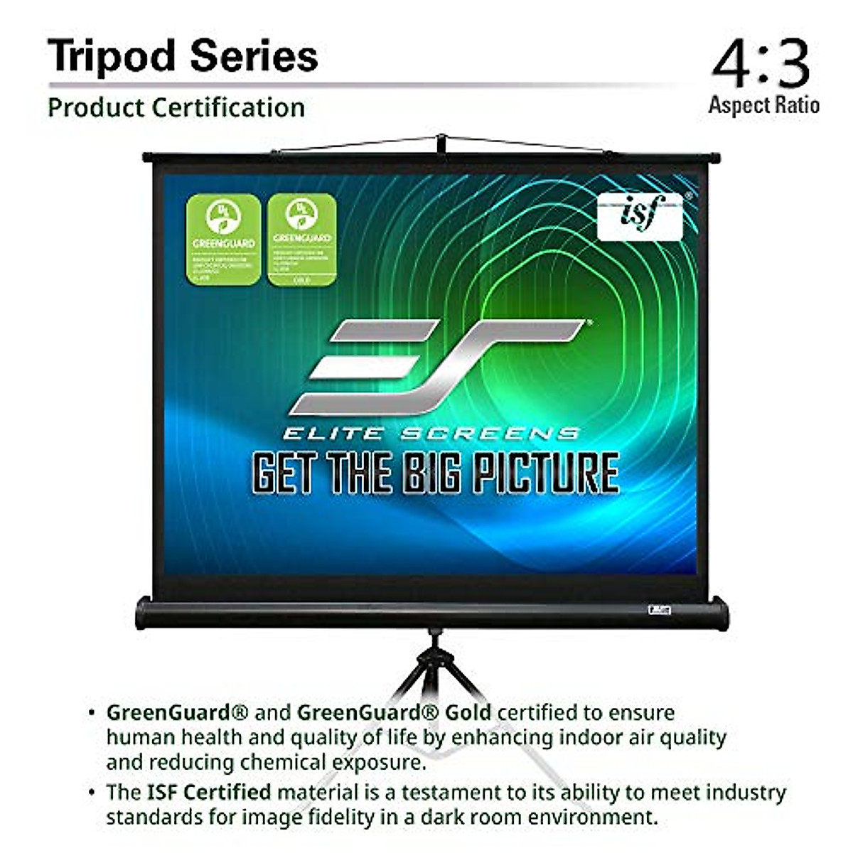 Elite Screens Tripod Series, 120-inch Adjustable Multi Aspect Ratio 16:9 Portable Indoor Outdoor Projector Screen, 8K / 4K Ultra HD 3D Ready, US Based Company 2-YEAR WARRANTY, T120UWV1 - Black