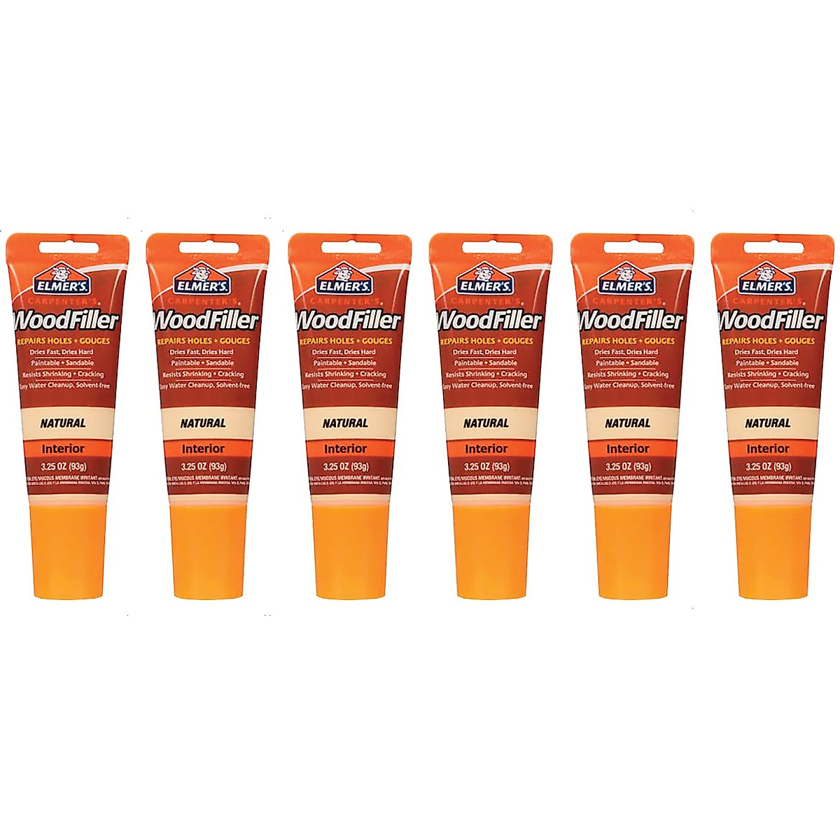 Elmer's E868 Carpenter's Wood Filler, 3.25-Ounce Tube, Natural - 6 Pack